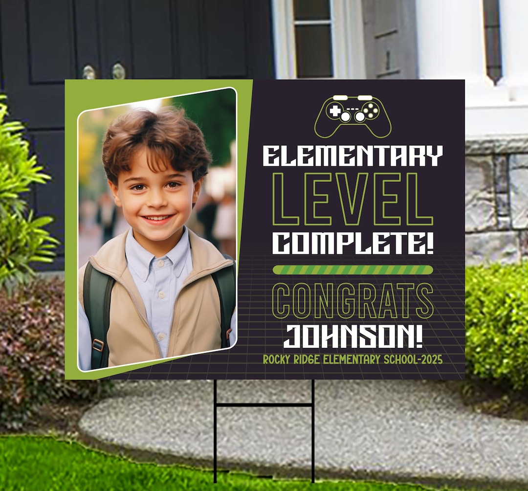 Personalized Kid Elementary Graduation 2025 Yard Sign With Photo ...