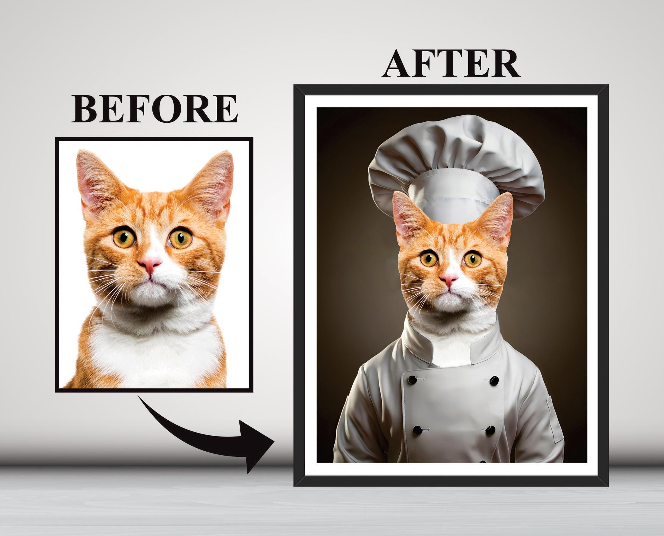 Personalized Chef Pet Portrait, Custom Dog or Cat Painting, Funny ...