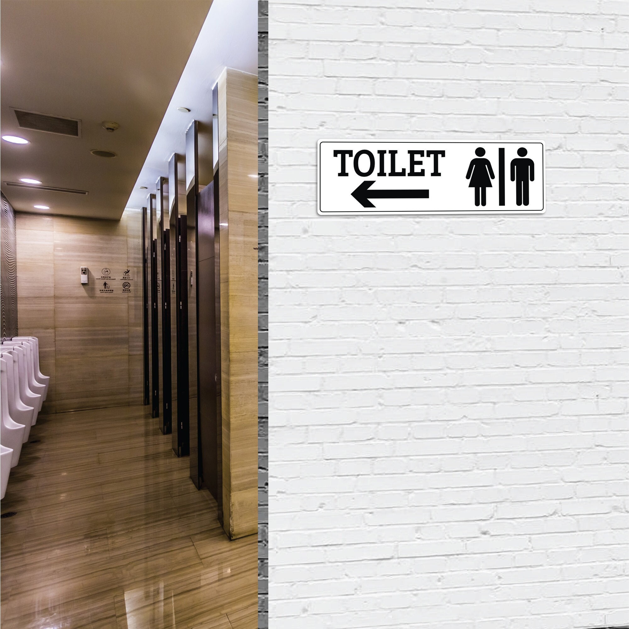 Toilet Sign With Arrow for Door or Wall 9 X 3 | Etsy