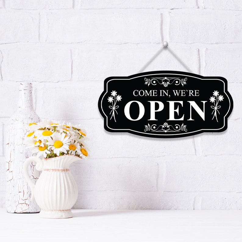 Open and Closed Sign for Door or Wall 10" X 5", Easy to Mount Plastic ...