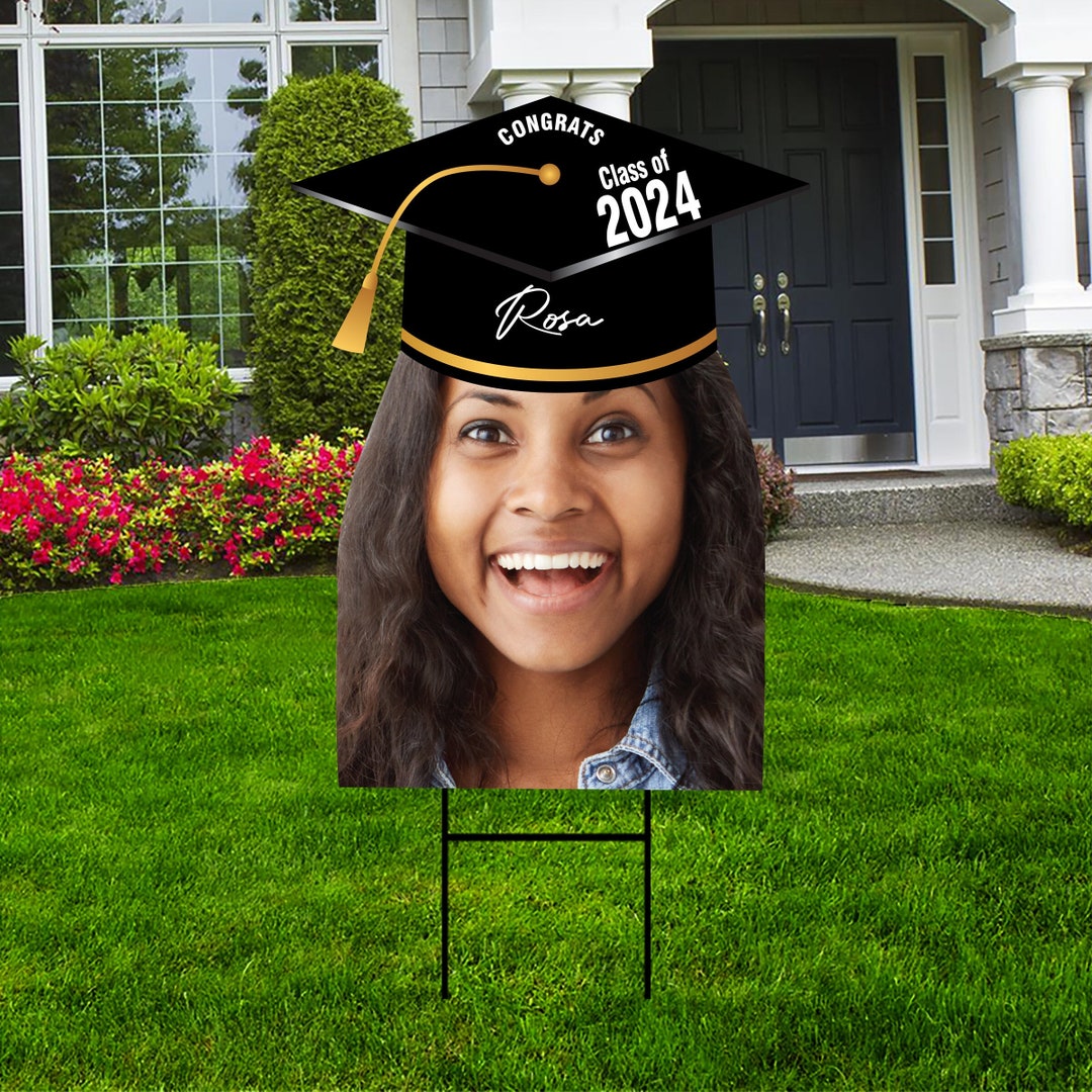 Custom Graduation Face Yard Sign 2024 Class of 2024, Graduation Hat ...