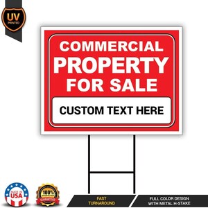 Commercial Property for Sale Yard Sign Personalized 24" X 18" - Visible ...