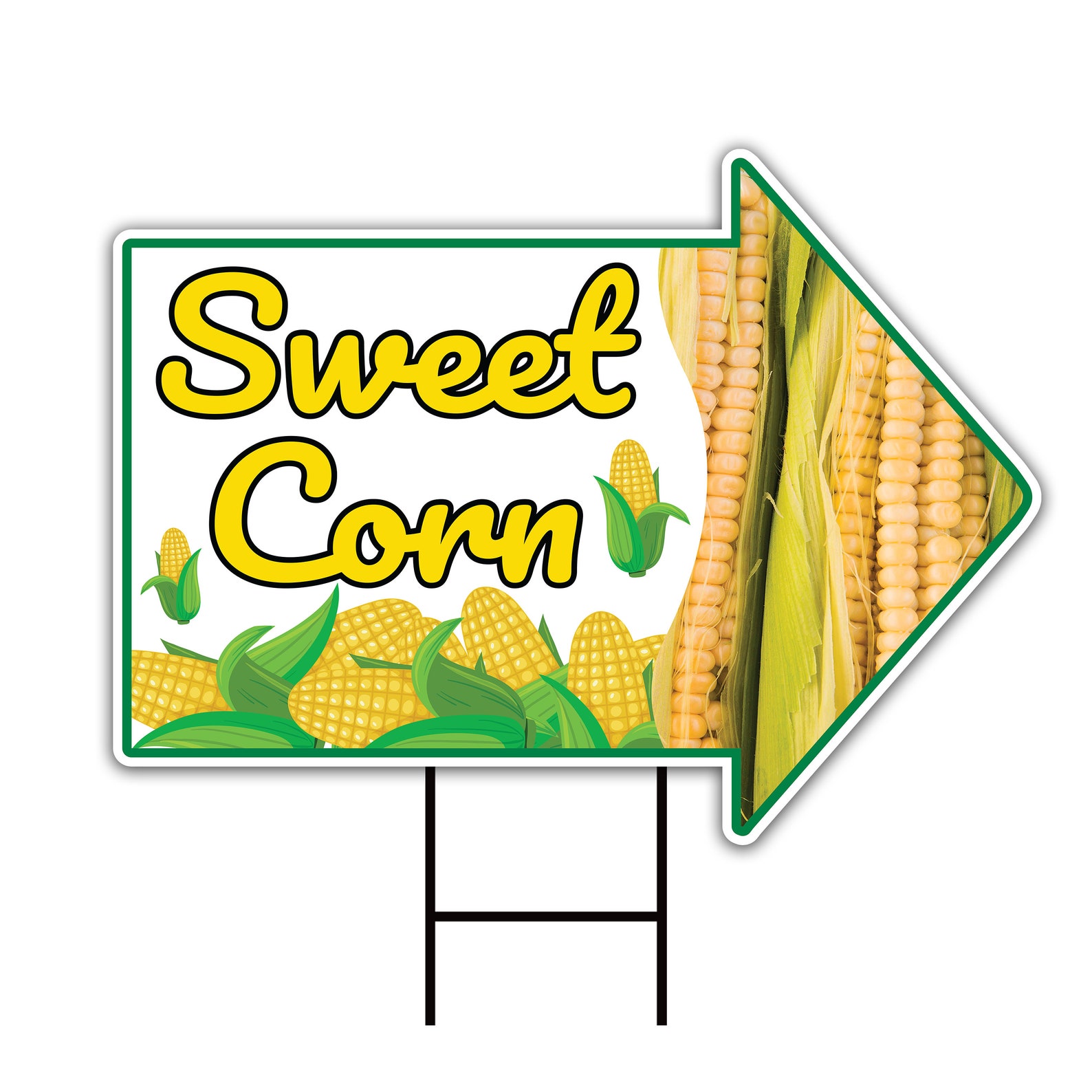 Sweet Corn Arrow Yard Signs 18" X 24", Double Sided Right and Left ...