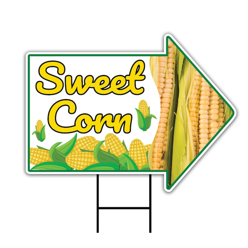 Sweet Corn Arrow Yard Signs 18" X 24", Double Sided Right and Left ...