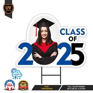 Custom Graduation Photo Yard Sign 2025 - Class of 2025, School Colors ...
