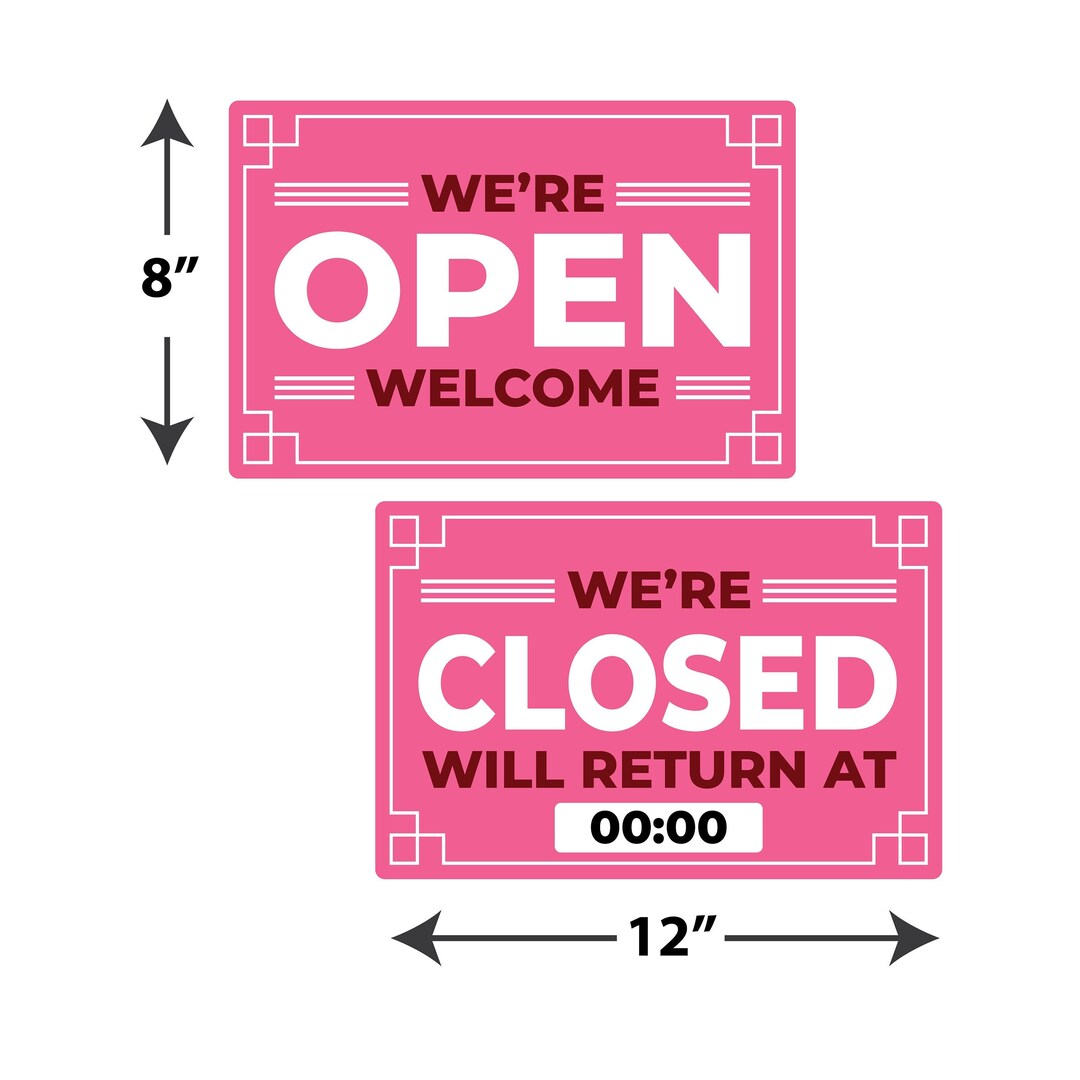Open and Closed Sign for Door or Wall 12 X 8, Easy to Mount Plastic ...