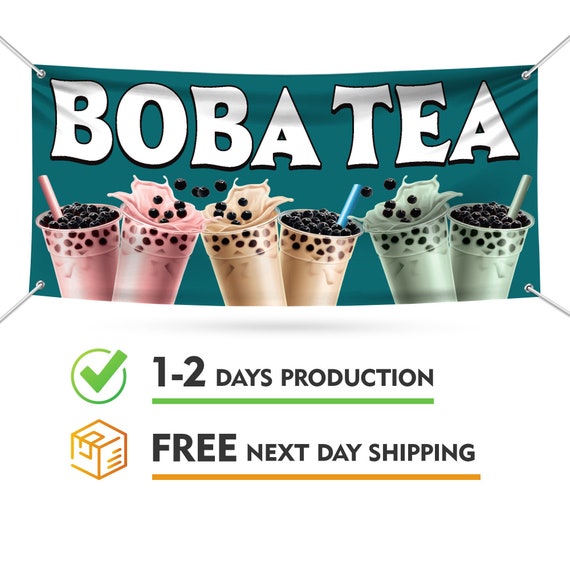 Boba Tea Banner Sign 13 Oz Heavy Duty Waterproof Boba Tea - Etsy