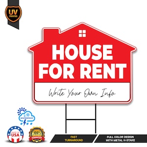 House for Rent Yard Sign - Coroplast for Rent Blank Sign, Write Your ...