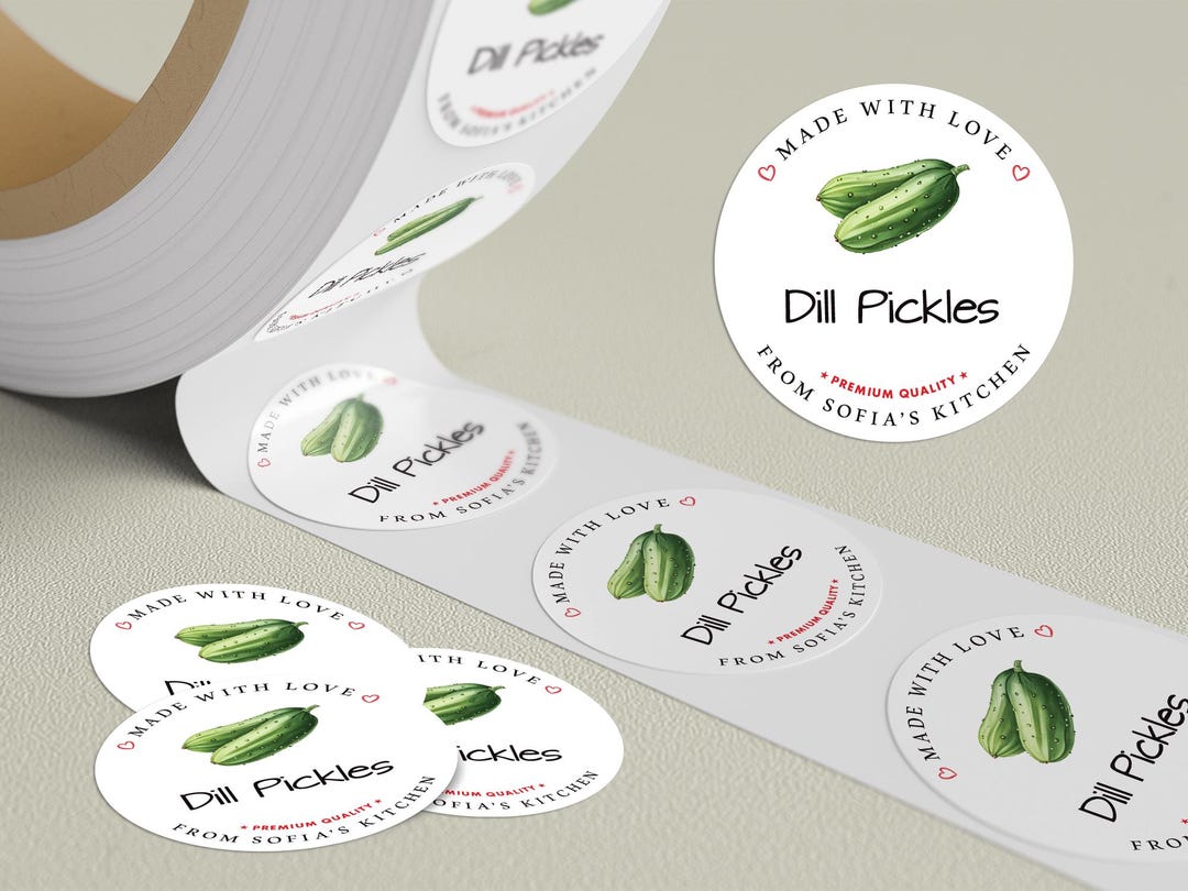 Personalized Dill Pickle Roll Labels, Custom Pickle Product Stickers ...