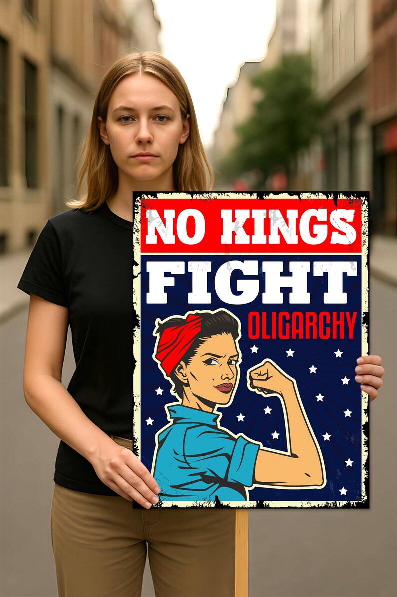 No Kings in America Protest Sign, Anti-trump Resistance, No Kings Fight ...