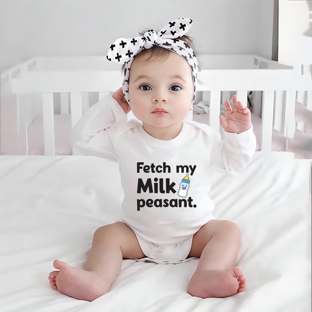 Fetch My Milk Peasant Baby Bodysuit or Toddler Shirt, Funny Baby Gift ...