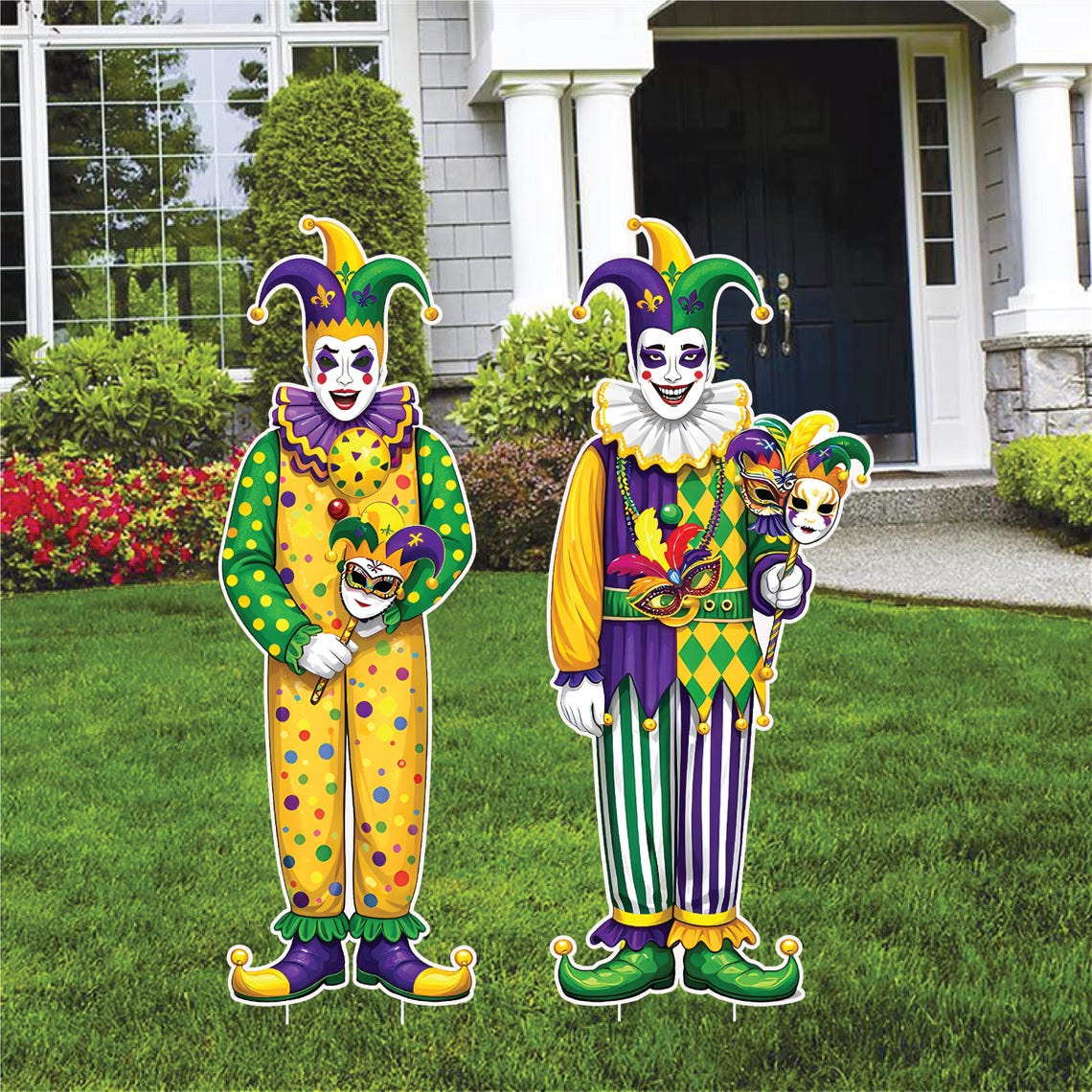 Mardi Gras Jester Yard Sign Cutouts, Carnival Jester Lawn Decorations ...