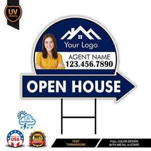 Custom Open House Arrow Yard Sign 18" X 24", 2 Sided Add Your Text ...
