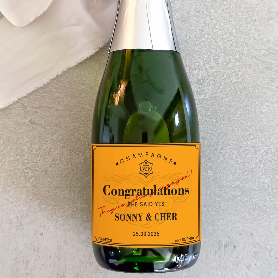 Custom Veuve Clicquot Champagne Label, Engagement Gift, Bachelorette ...