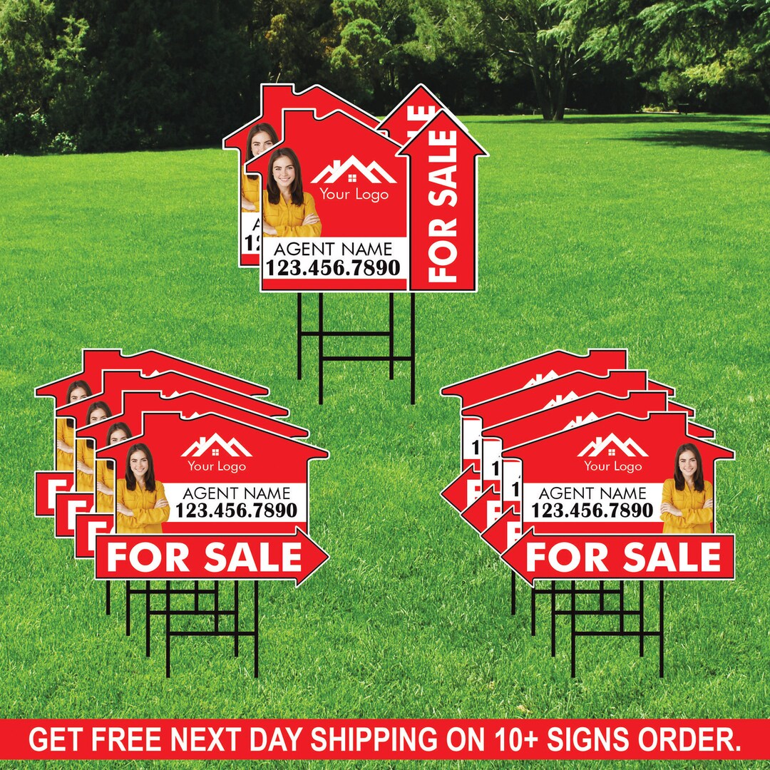 10 Pack Custom for Sale Arrow Yard Sign 18" X 24", 2 Sided Add Your ...