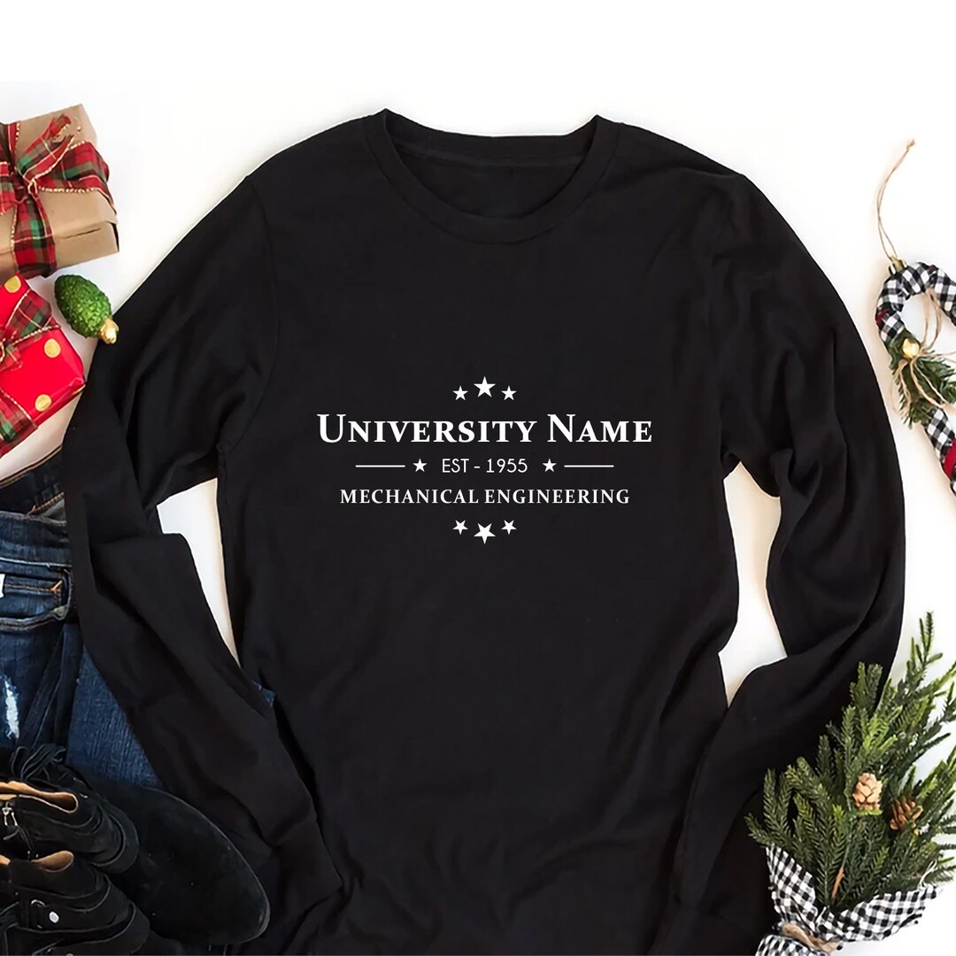 Custom University T-shirt, Personalized School Unisex Long Sleeve Shirt ...