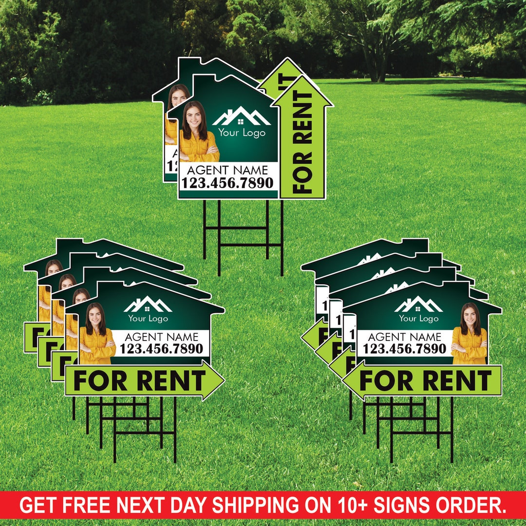 10 Pack Custom for Rent Arrow Yard Sign 18" X 24", 2 Sided Add Your ...