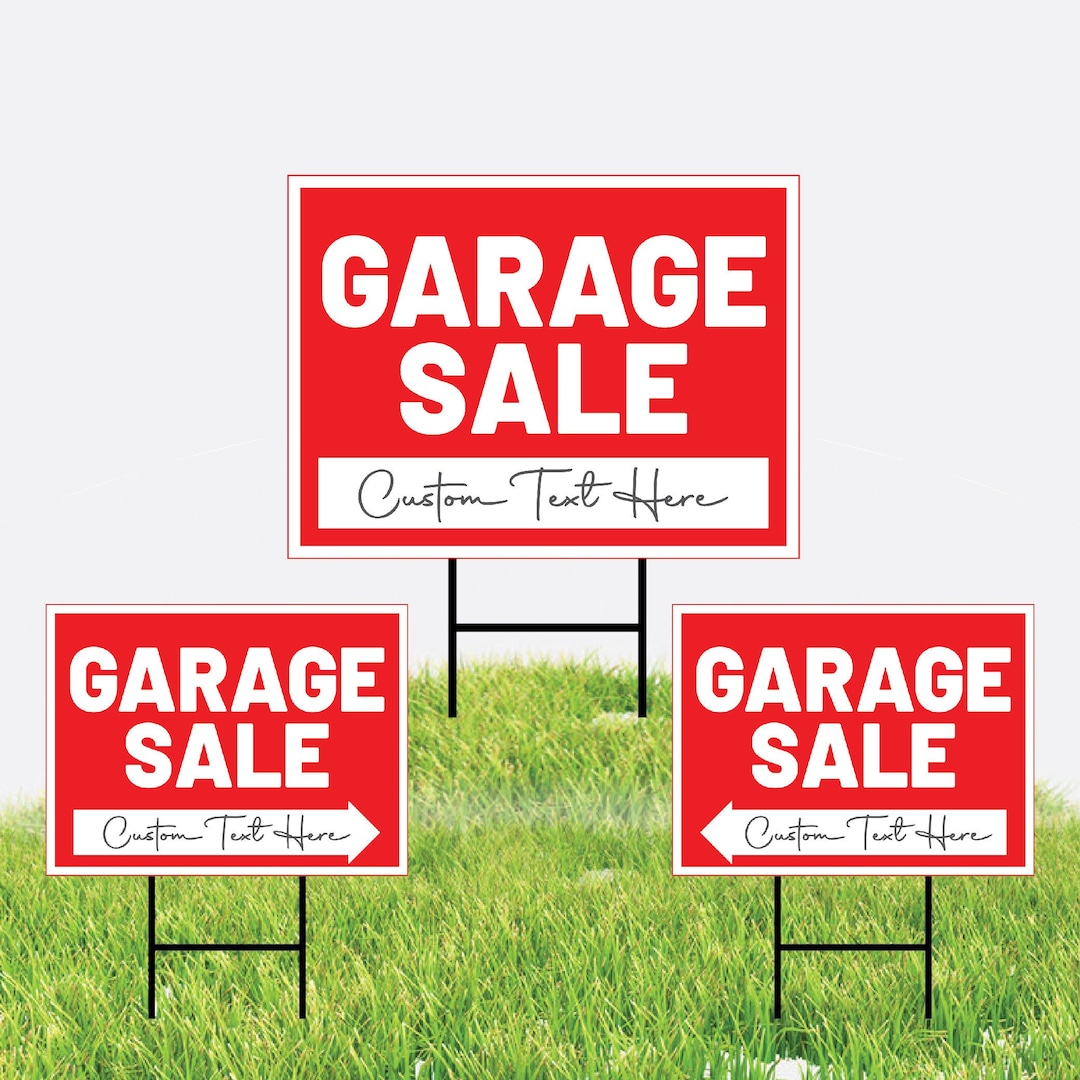 Garage Sale Yard Sign 3 Pack Coroplast Double Sided Waterproof ...