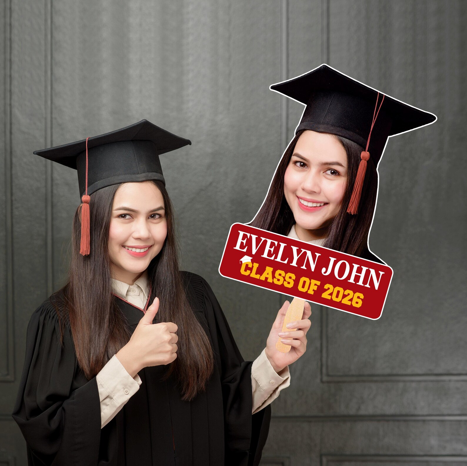 Custom Face Fans With Wooden Handle, Graduation Head, Grad Face Fans ...