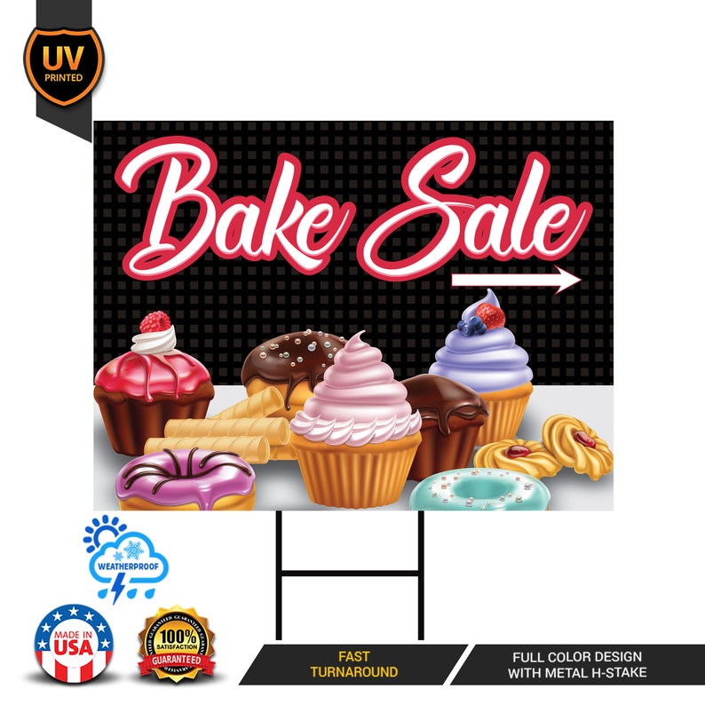 Bake Sale Yard Sign, Coroplast Visible Text Long Lasting Rust Free Bake ...