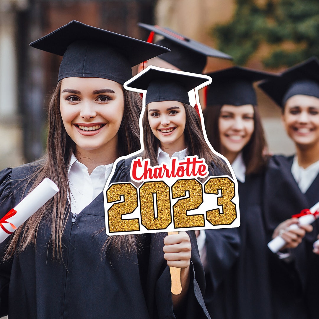 Custom Face Fans With Wooden Handle, Graduation Head, Grad Face Fans ...