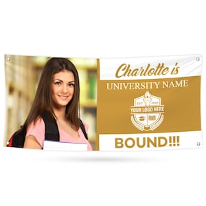 Personalized College Bound Banner Sign With Photo - 13 Oz Custom Logo ...