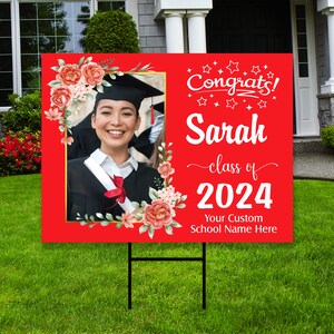 Personalized Graduation Yard Sign 2024 With Photo, 2024 Senior Grad ...