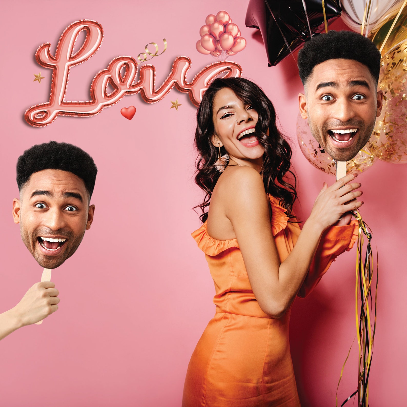 Custom Face Fans With Wooden Handle Wedding Heads - Etsy