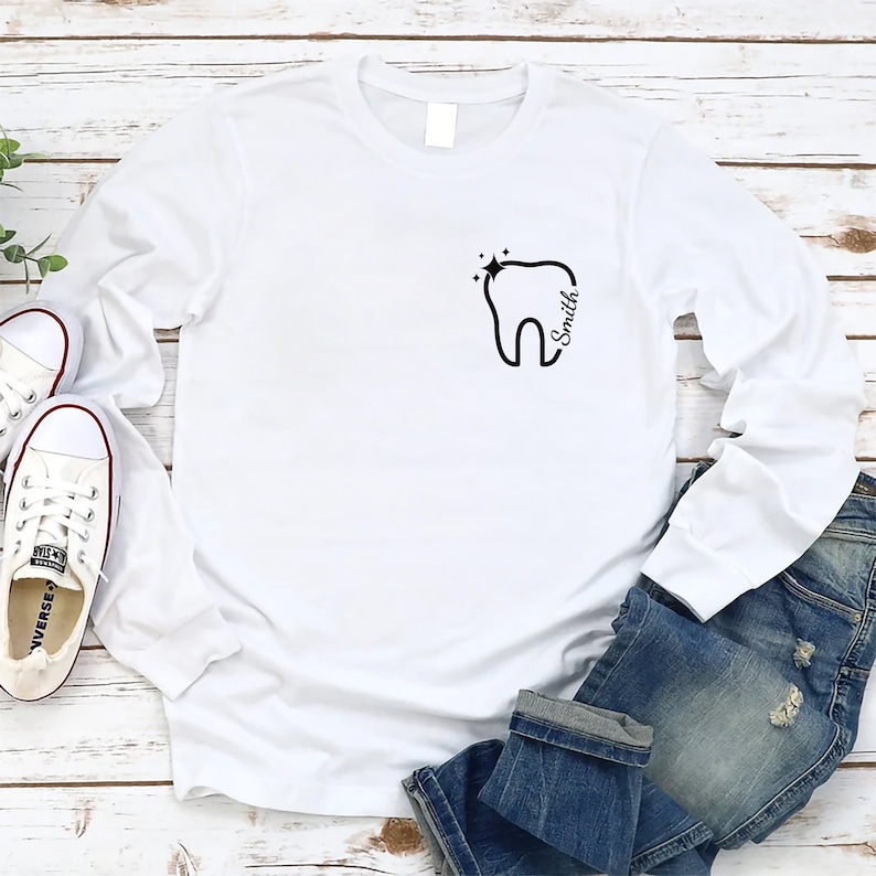 Custom Dentist Shirt, Personalized Dental Assistant Unisex Long Sleeve ...