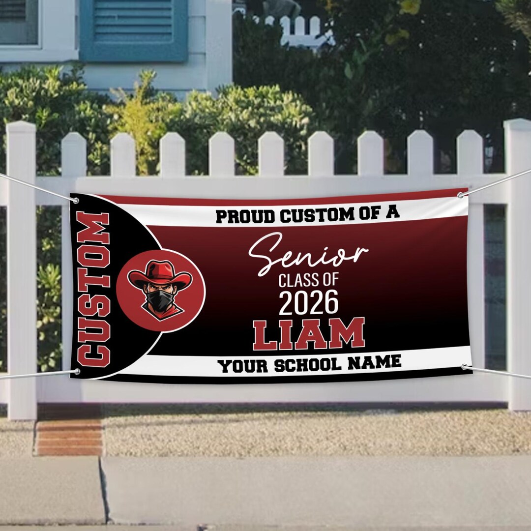 Graduation 2026 Personalized Banner With Mascot, Class of 2026 Vinyl ...
