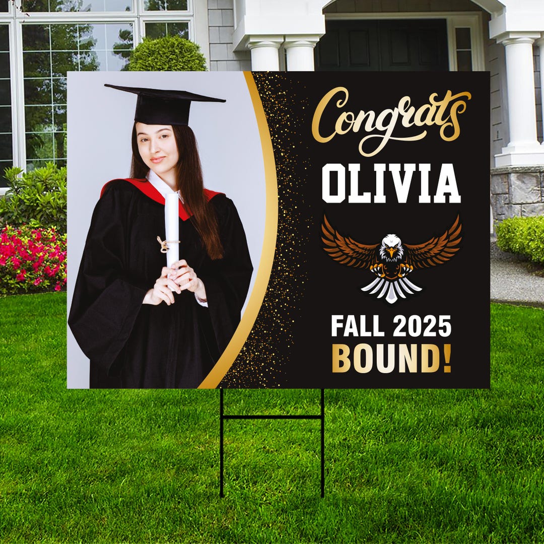 Personalized College Bound Yard Sign With Photo, College Logo Sign ...