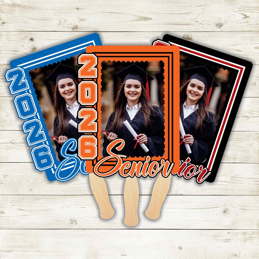 Custom Graduation 2026 Fans With Wooden Handle, Photo Fans, 2026 ...