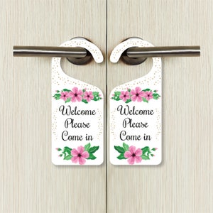Welcome Please Come in Door Hanger, Welcome Doorknob Sign, PVC Door ...