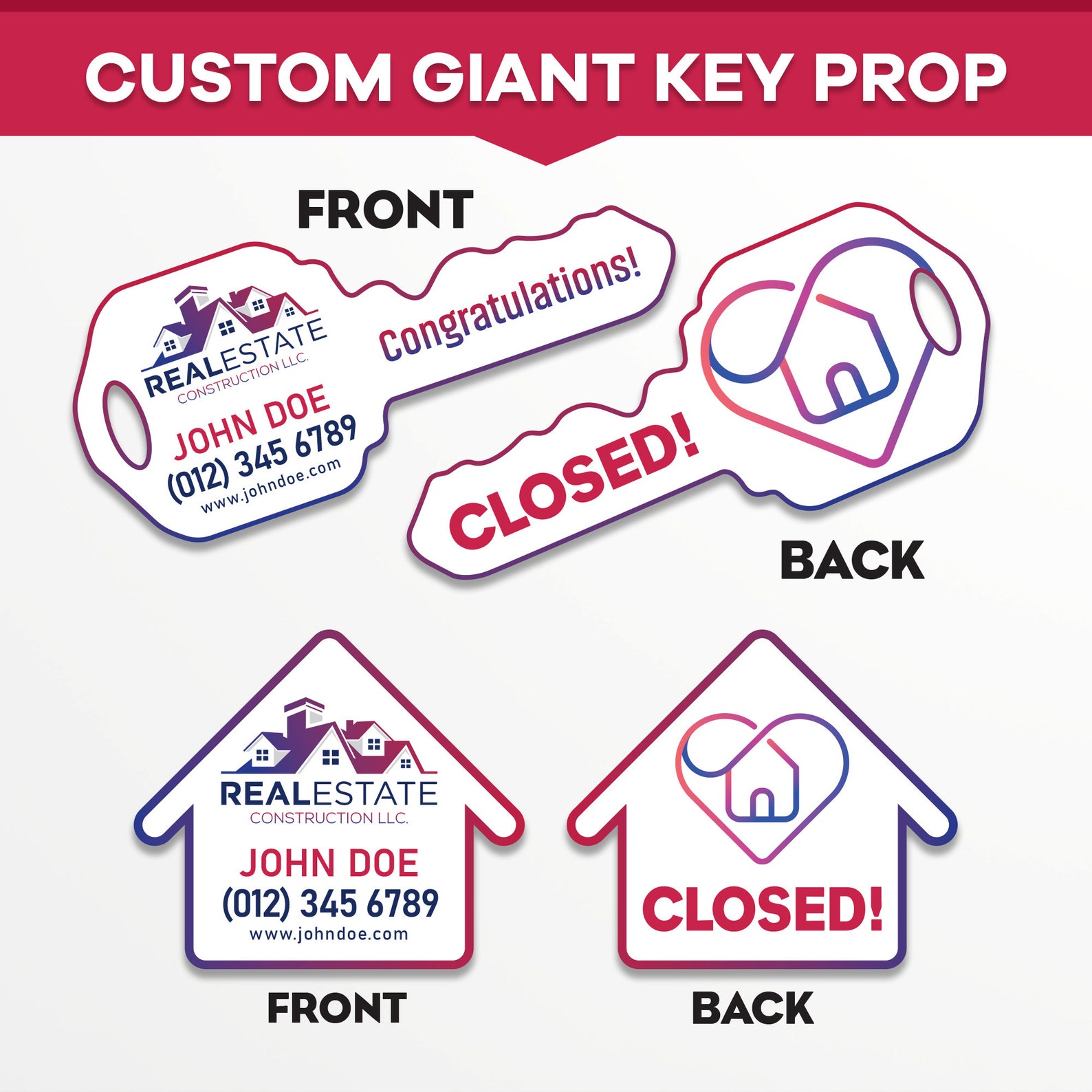 2 Pack Personalized Real Estate Marketing Closing Signs, Customized ...