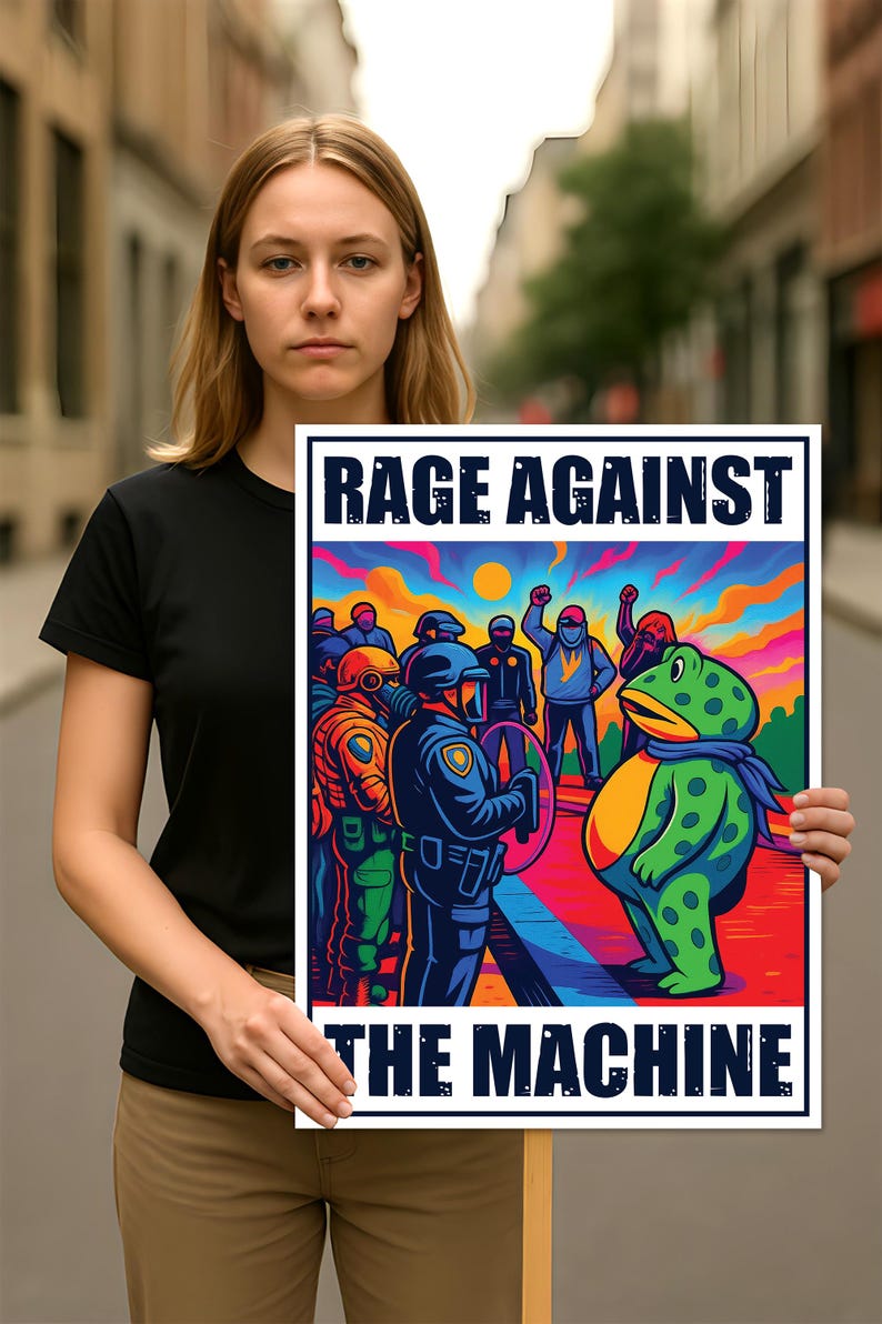 Portland Frog Anti-ice Protest Sign, Anti-trump, No Kings in America ...