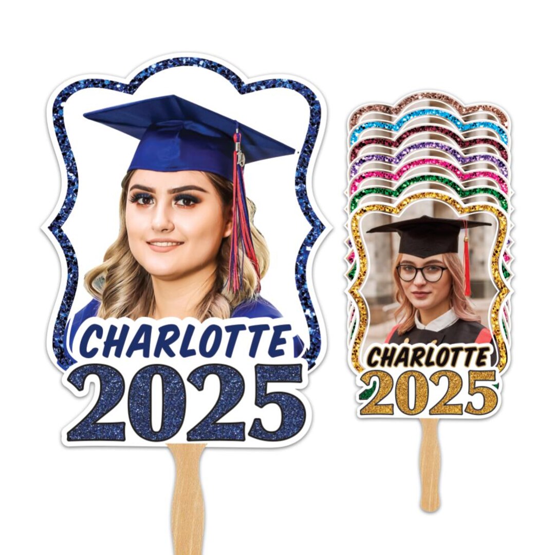 Custom Face Fans With Wooden Handle, Graduation Head, Grad Face Fans ...