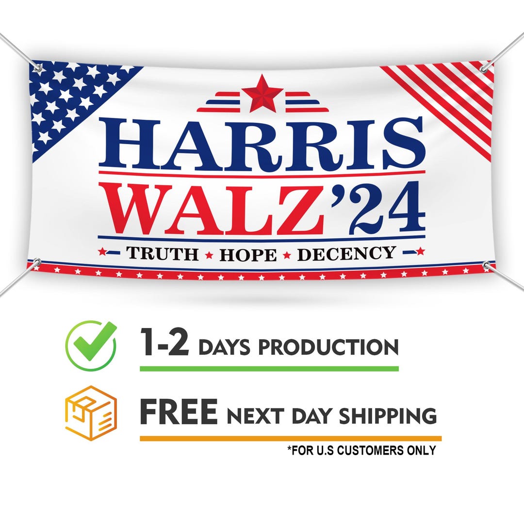 Harris Walz 2024 Banner Sign, 13 Oz Kamala Harris for President 2024 ...