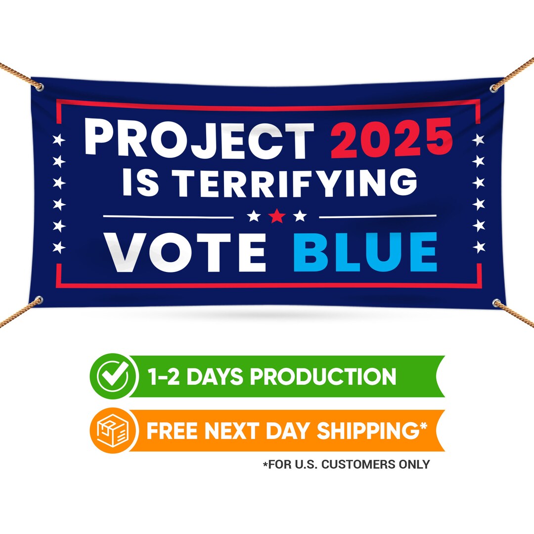 Stop Project 2025 Banner Sign, 13 Oz Waterproof Vote Democrat Banner ...
