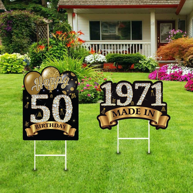 50th Birthday Party Yard Sign Cutouts - Coroplast Happy 50 Birthday ...