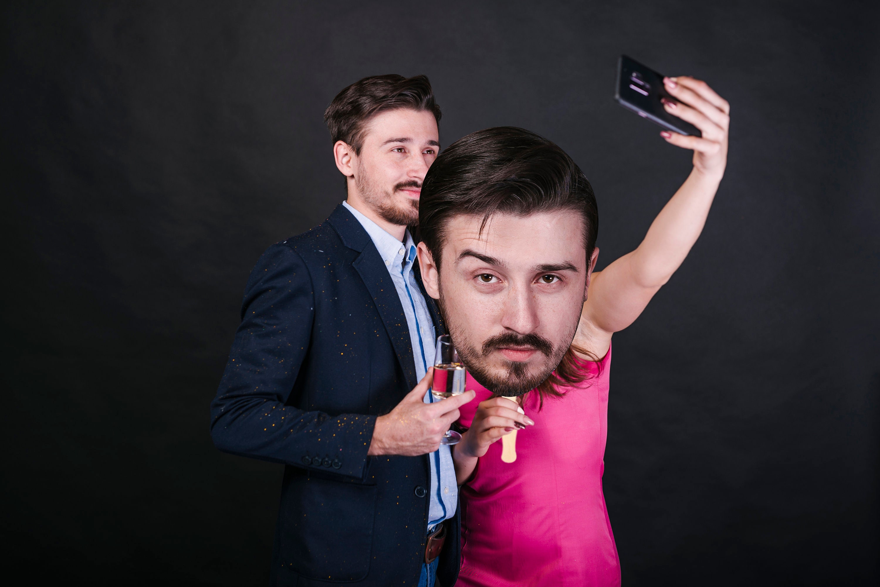 Custom Big Large Face Fans With Wooden Handle Wedding Heads - Etsy