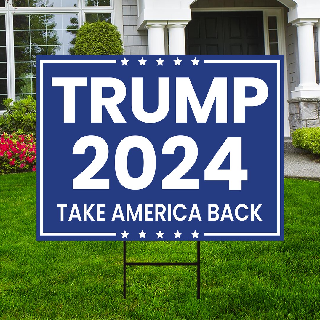 Trump 2024 Yard Sign Coroplast American Flag Donald Trump for President ...