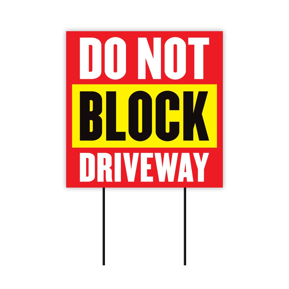 Pack of 3 Do Not Block Driveway Yard Sign - Coroplast Long Lasting Rust ...