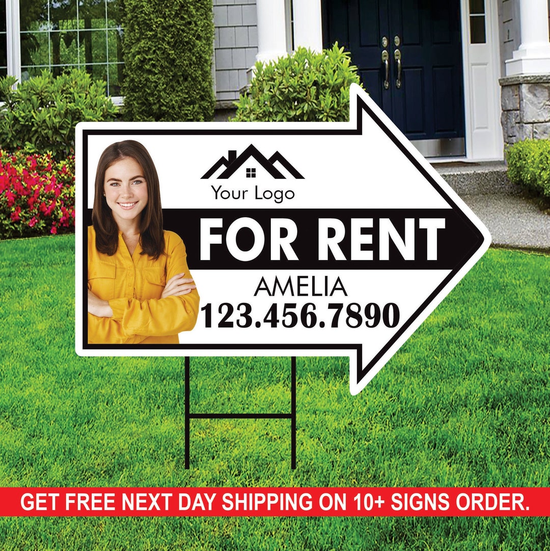Custom for Rent Arrow Yard Sign 18" X 24", 2 Sided Add Your Text, Logo ...
