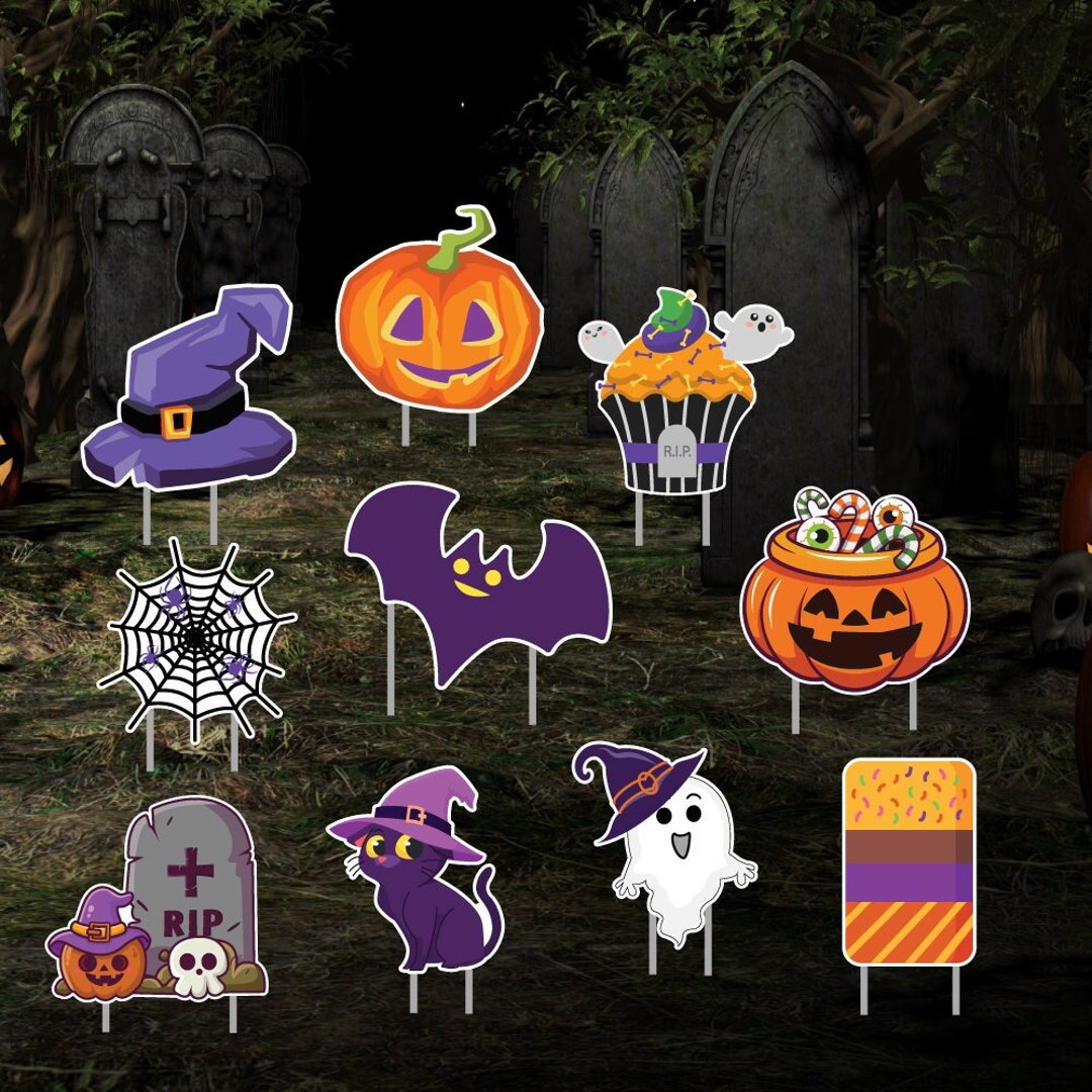 Halloween Character Yard Sign Cutouts, Halloween Decorations Outdoor ...