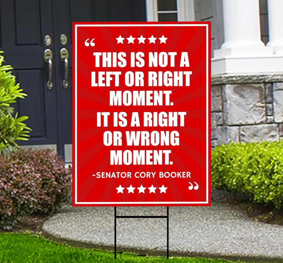 Senator Cory Booker Protest Yard Sign - Resist Hate Lawn Sign, Anti ...