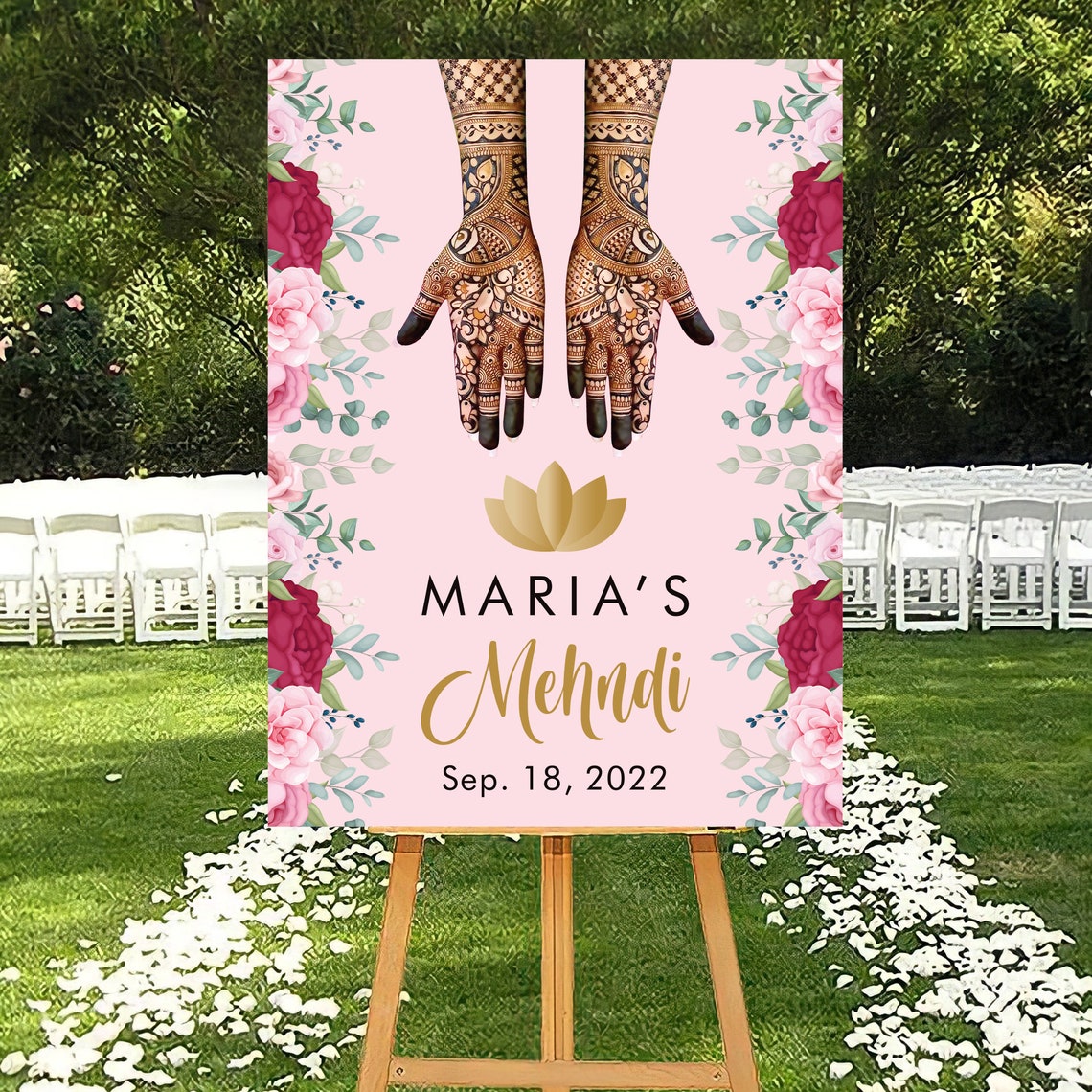 Custom Mehndi Foam Board Poster Sign, Mehndi Decor Custom Printing ...
