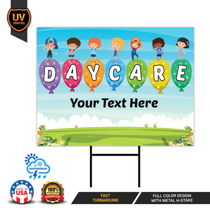Custom Daycare Now Enrolling Yard Sign - Coroplast Weatherproof Class ...