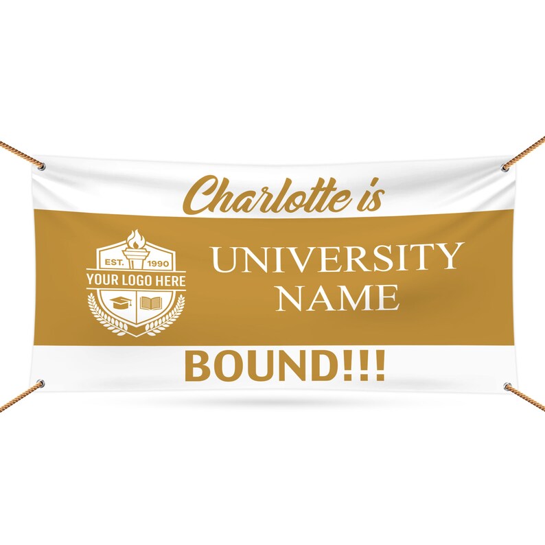 Personalized College Bound Banner Sign - 13 Oz College Logo Sign ...