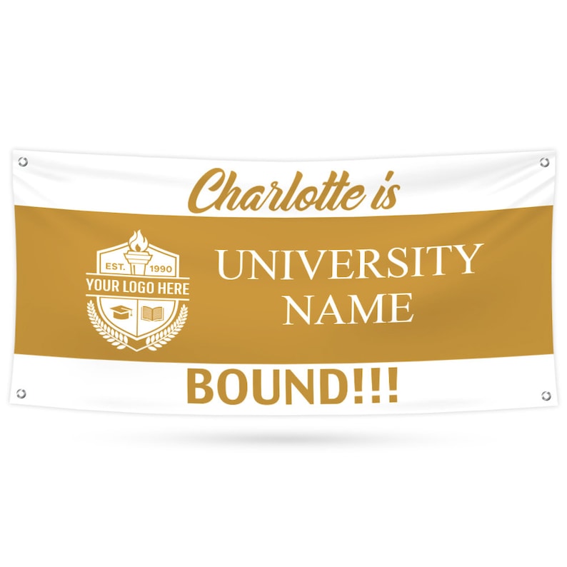 Personalized College Bound Banner Sign - 13 Oz College Logo Sign ...