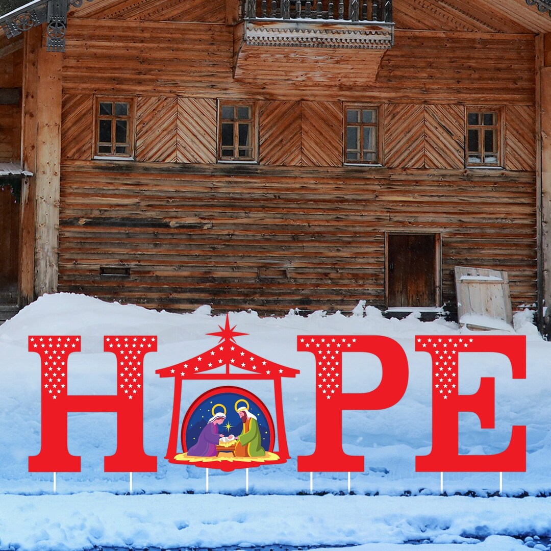 Holy Nativity HOPE Yard Sign Letters Merry Christmas Yard Décor for ...